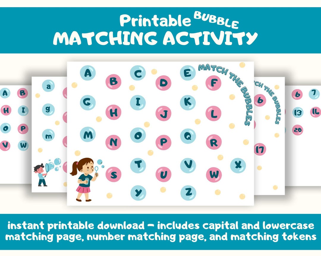 Letter Matching Game Printable | Bubble Themed Alphabet Match | Fine ...