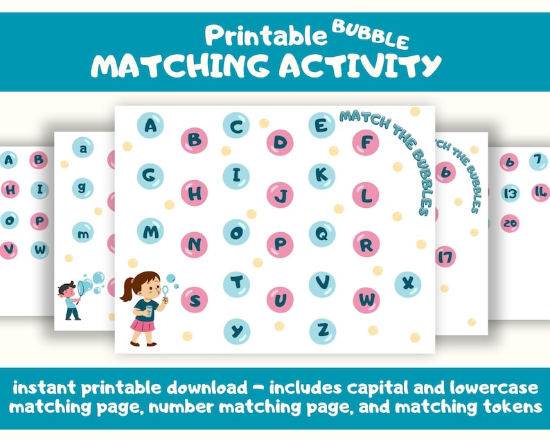 Letter Matching Game Printable | Bubble Themed Alphabet Match | Fine ...