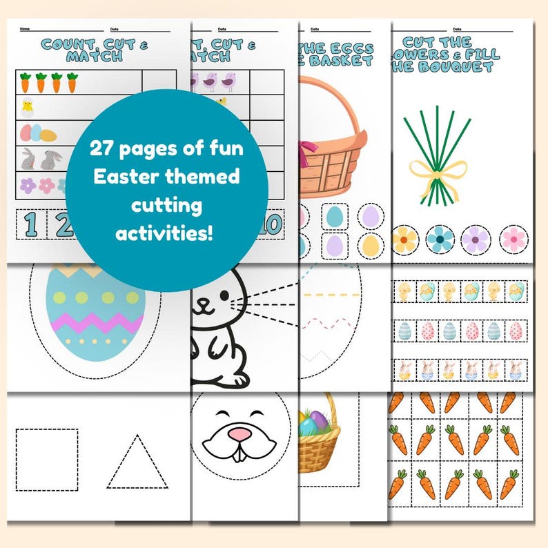 Easter Cutting Practice Worksheets | Preschool Scissor Skills Printable ...