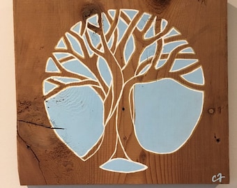 Yoga Tree Pose Hand Painted Original Dot Art Tree of Life Heart Acrylic ...