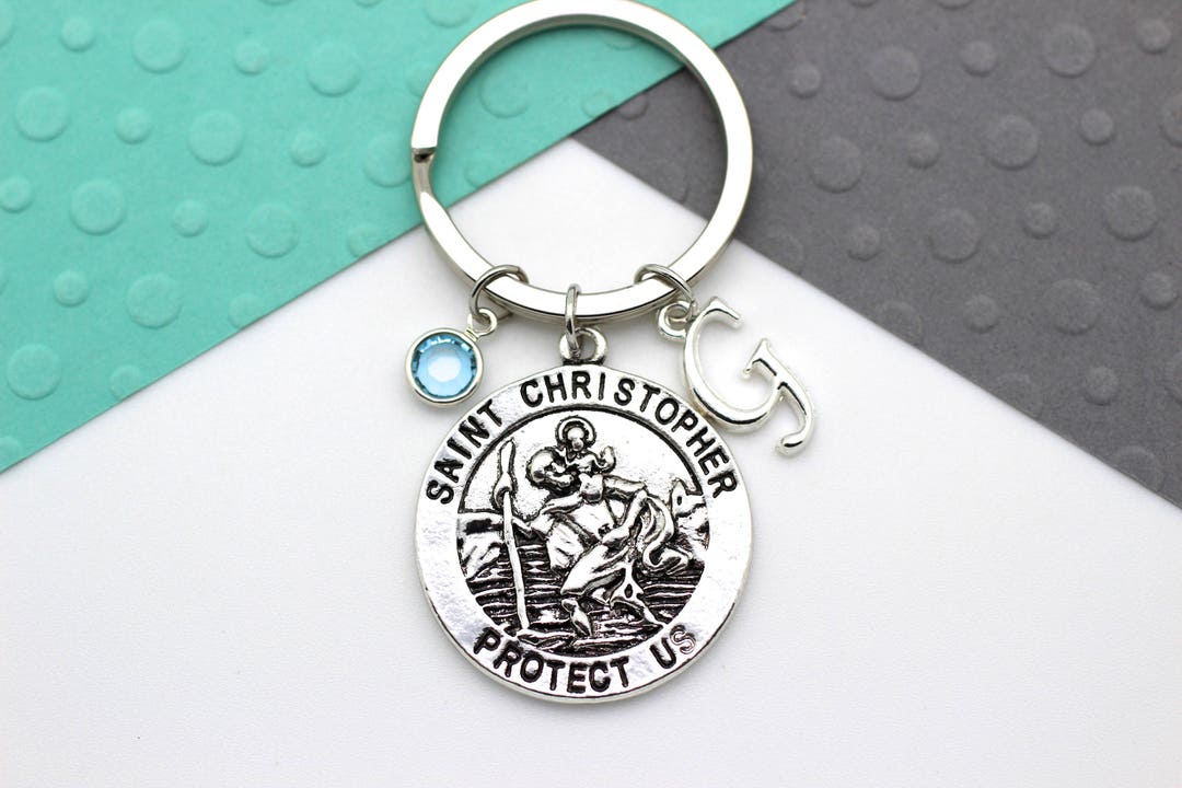 Personalised St Christopher Keychain, Travel Gift, Saint Christopher ...