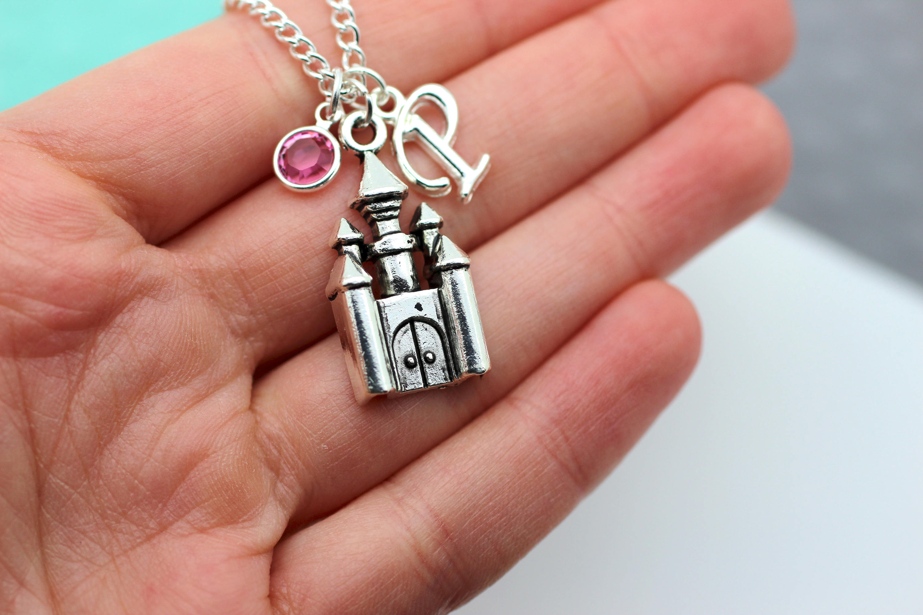 Personalized Fairy Castle Charm Necklace Magic Kingdom | Etsy