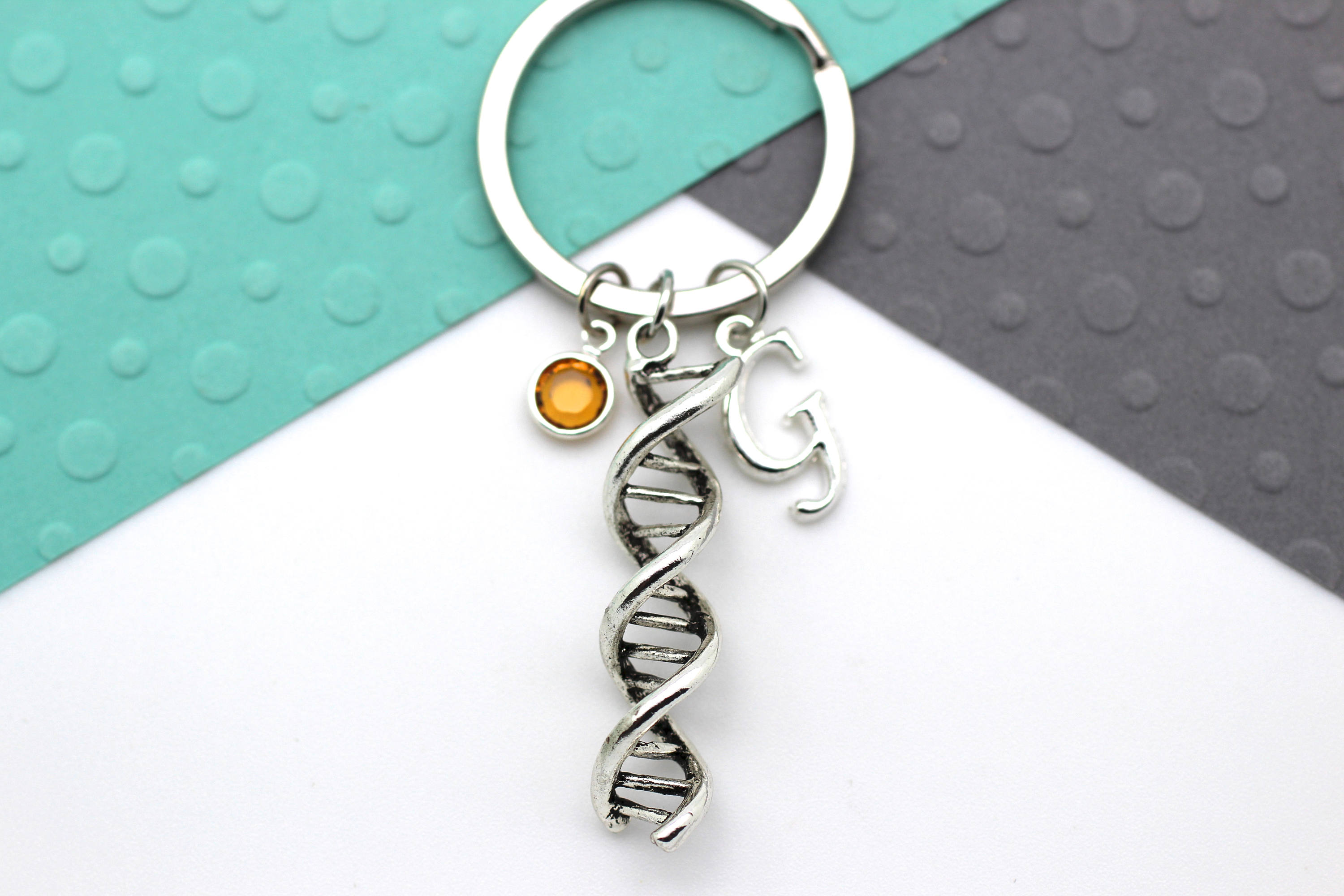 DNA Personalised Keychain, Double Helix Keyring, Science Teacher ...