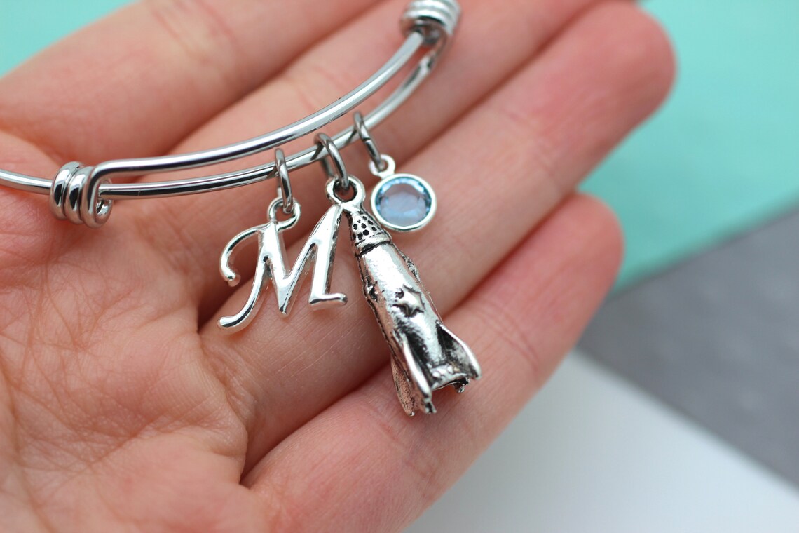 Rocket Charm Bracelet Astronaut Bangle Outer Space Jewelry - Etsy