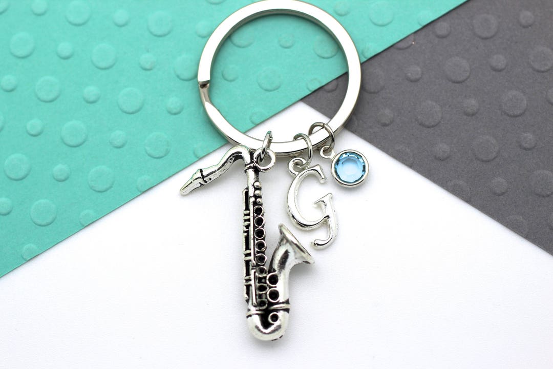 Saxophone Personalised Keychain, Saxophone Gift, Custom Jazz Music ...