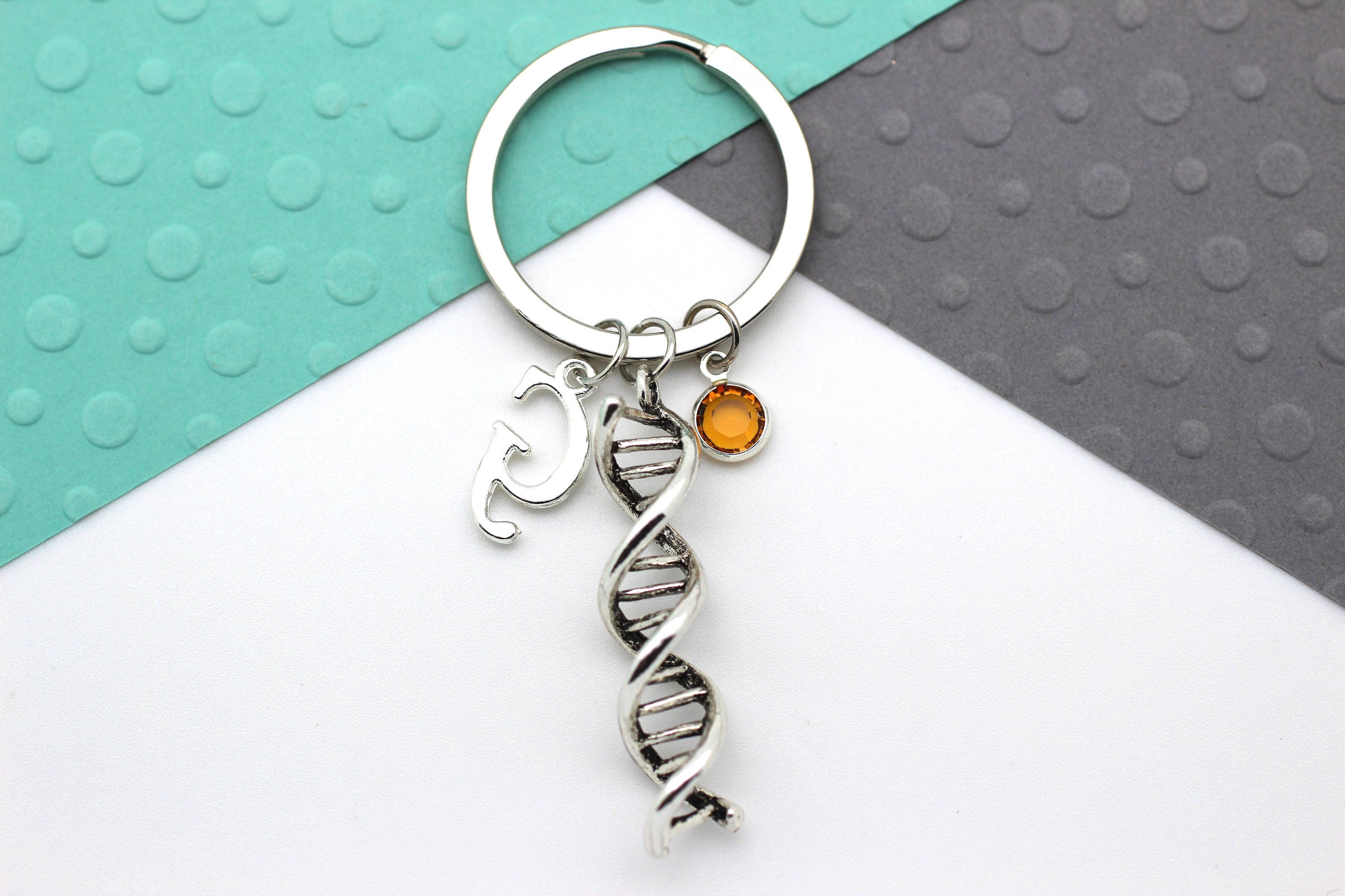 DNA Personalised Keychain, Double Helix Keyring, Science Teacher ...