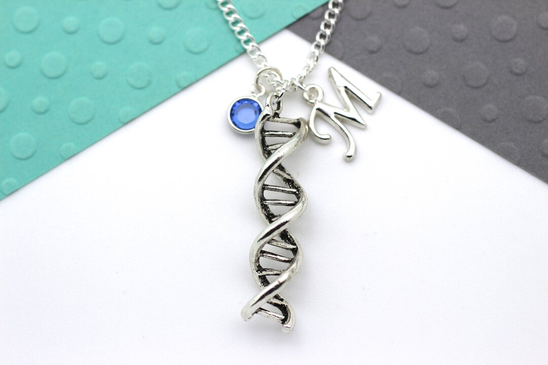 Personalized DNA Necklace, Personalised Double Helix Necklace, Custom ...