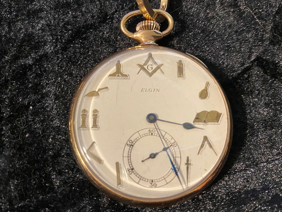 RARE 1940's 14K Gold Elgin Masonic Pocket Watch w 14K Gold | Etsy