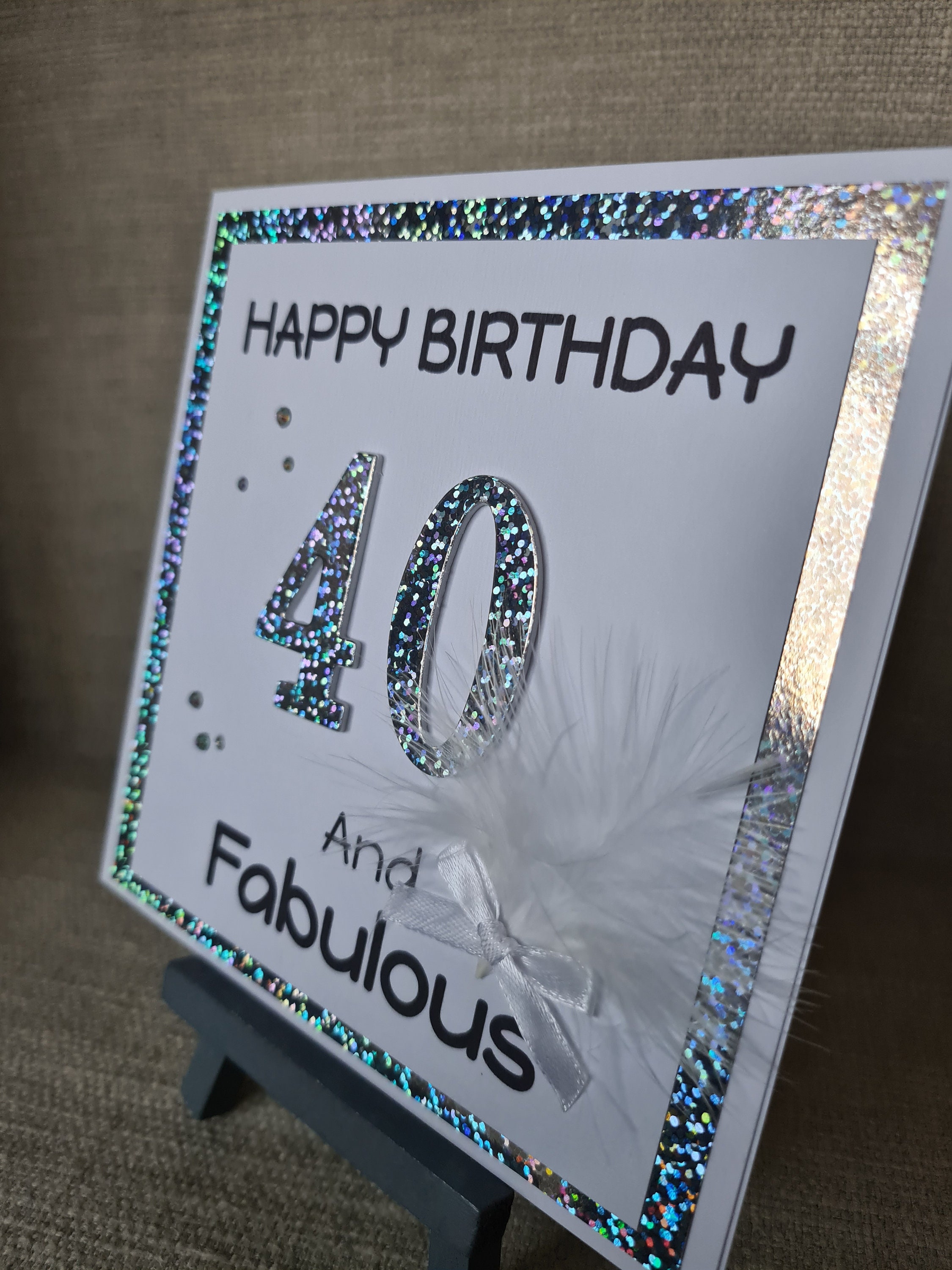 Handmade 40th Silver Female Birthday Card - Etsy