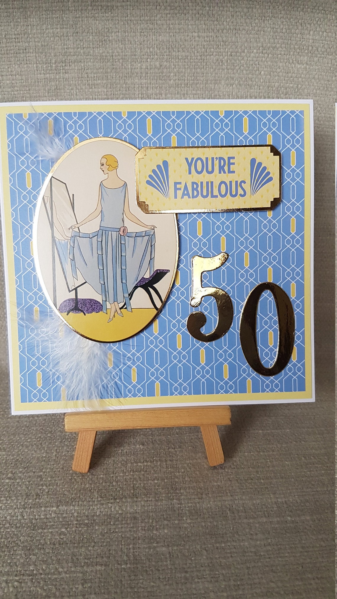 Handmade 50th Art Deco Style Female Birthday Card - Etsy