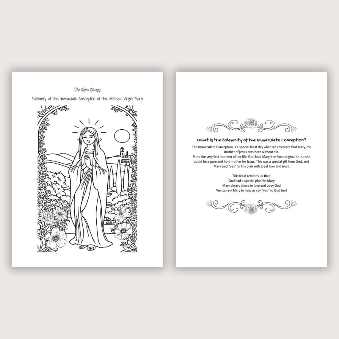 Solemnity of the Immaculate Conception Coloring Page | Virgin Mary ...