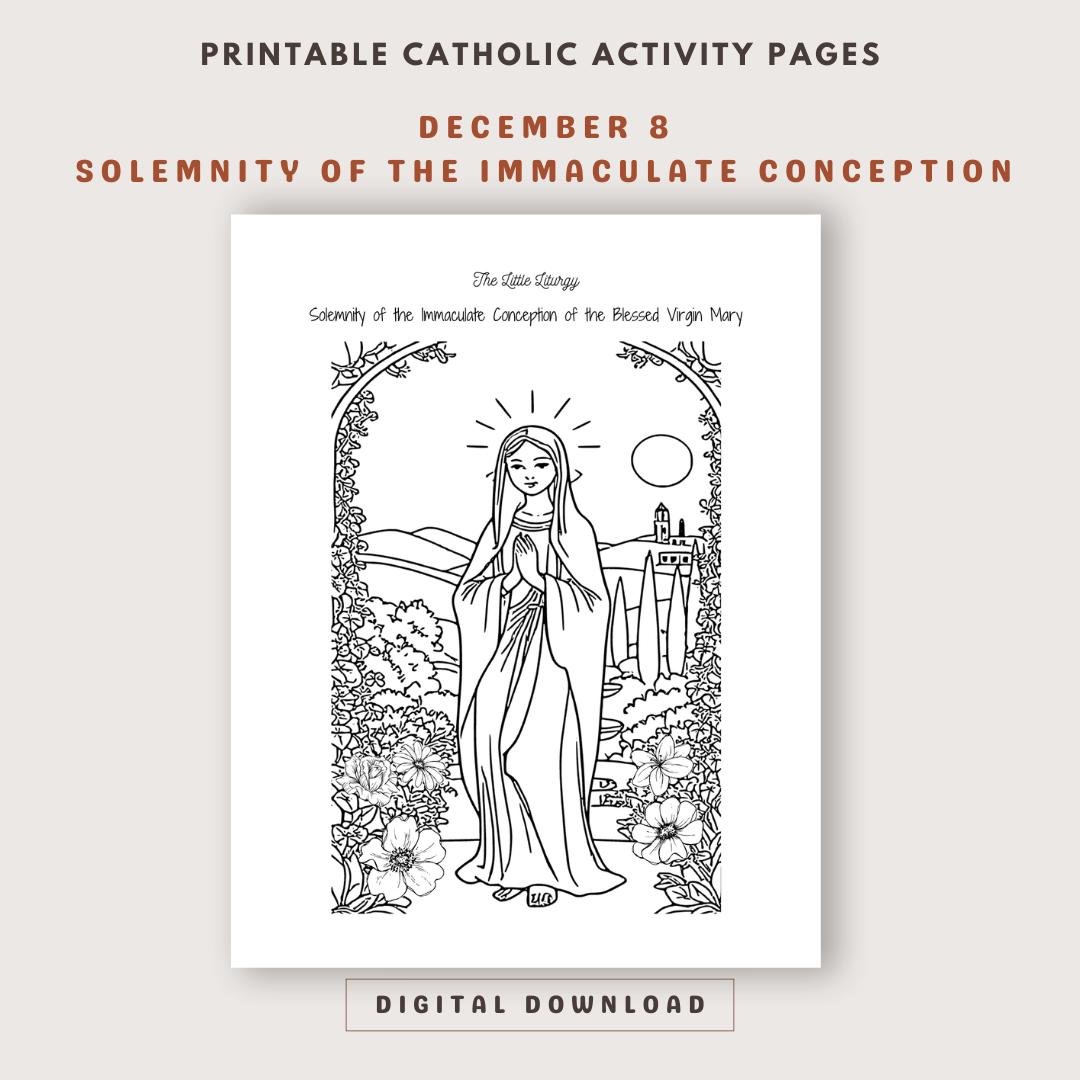 Solemnity of the Immaculate Conception Coloring Page | Virgin Mary ...