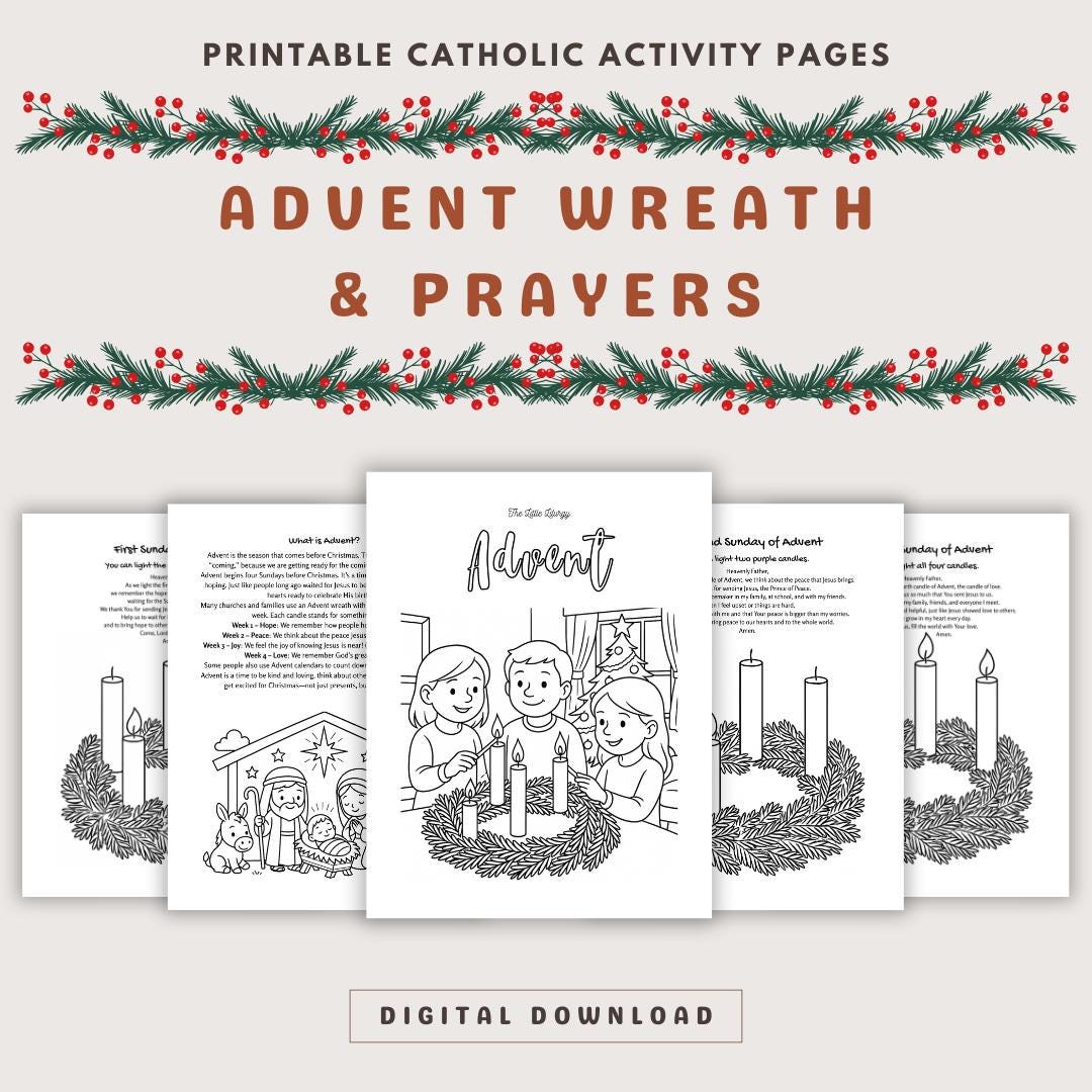 Advent Wreath & Prayers Activity Pack | Catholic Coloring Pages ...