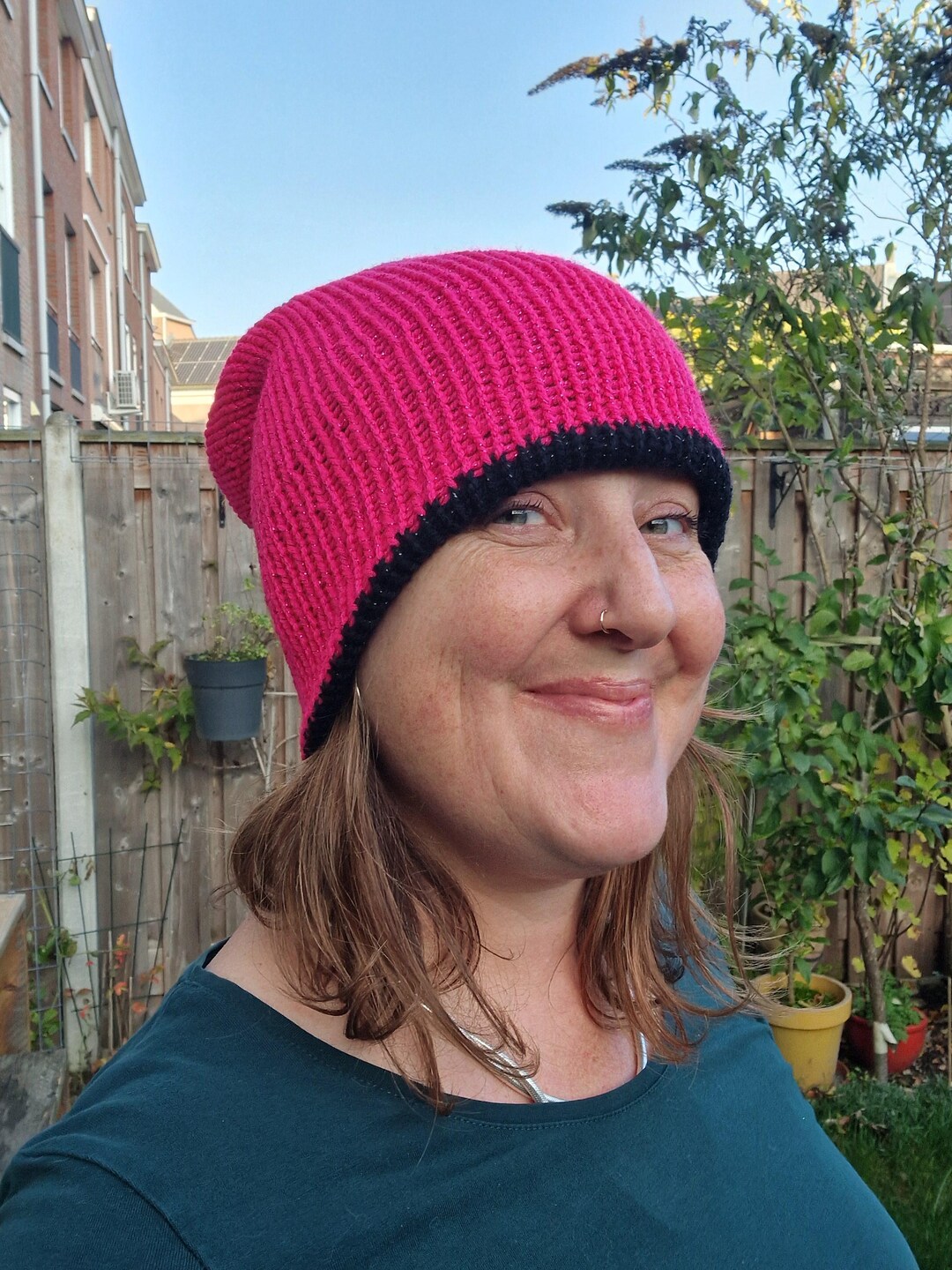 Reversible Beanie in Neon Pink and Black.glittery Beanie Hat.sparkly ...