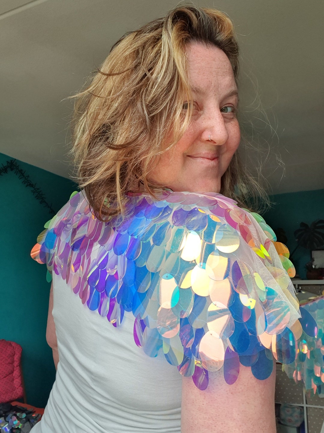 Glitter Cape.sparkly Cape.festival Clothing.sequin Capelet.sequin Cape ...