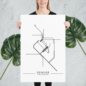Denver Light Rail Map - Travel Decor Wall Art - Etsy