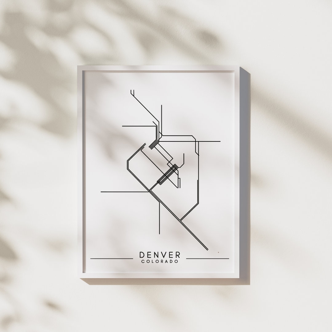 Denver Light Rail Map - Travel Decor Wall Art - Etsy