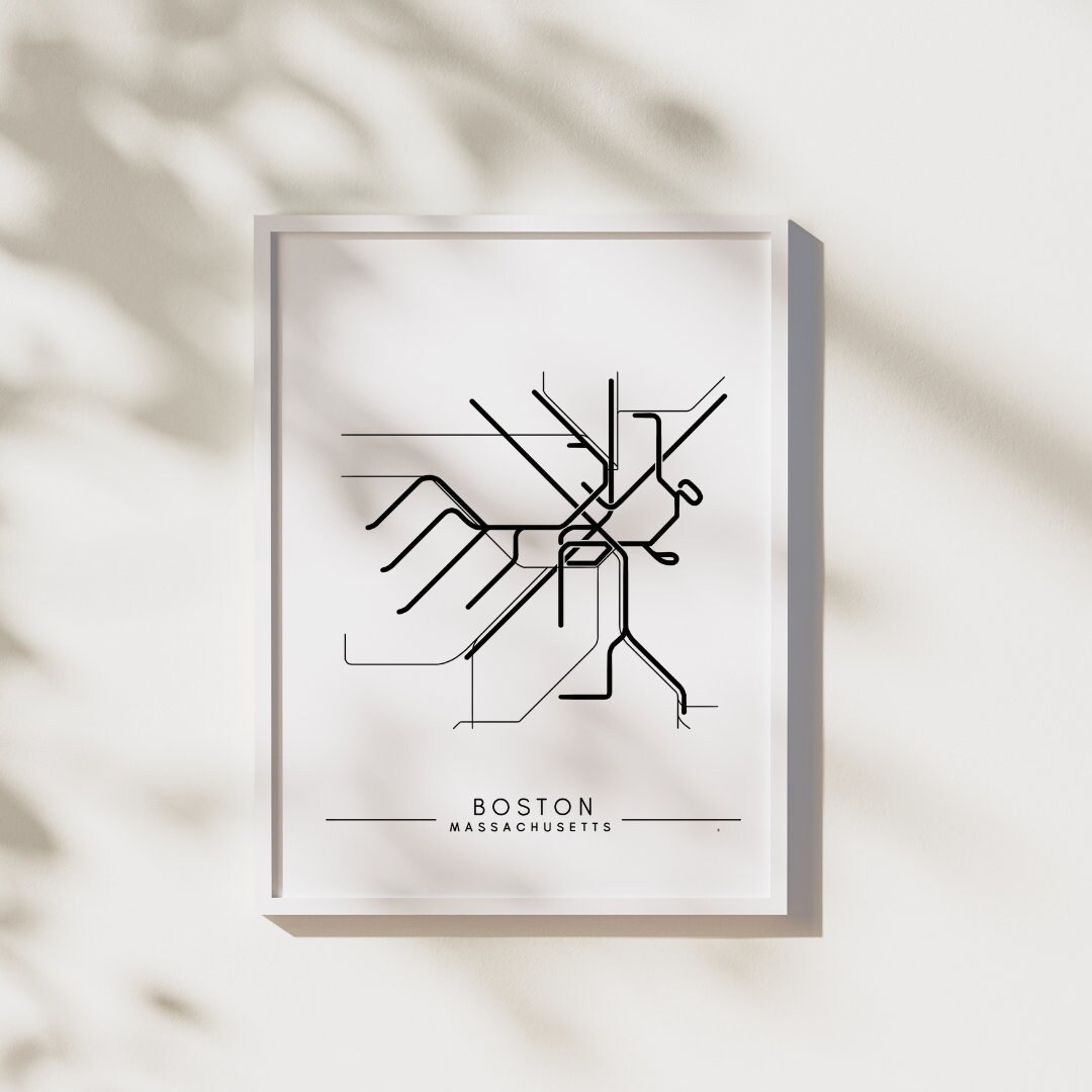 Boston T Map - Travel Decor Wall Art - Etsy