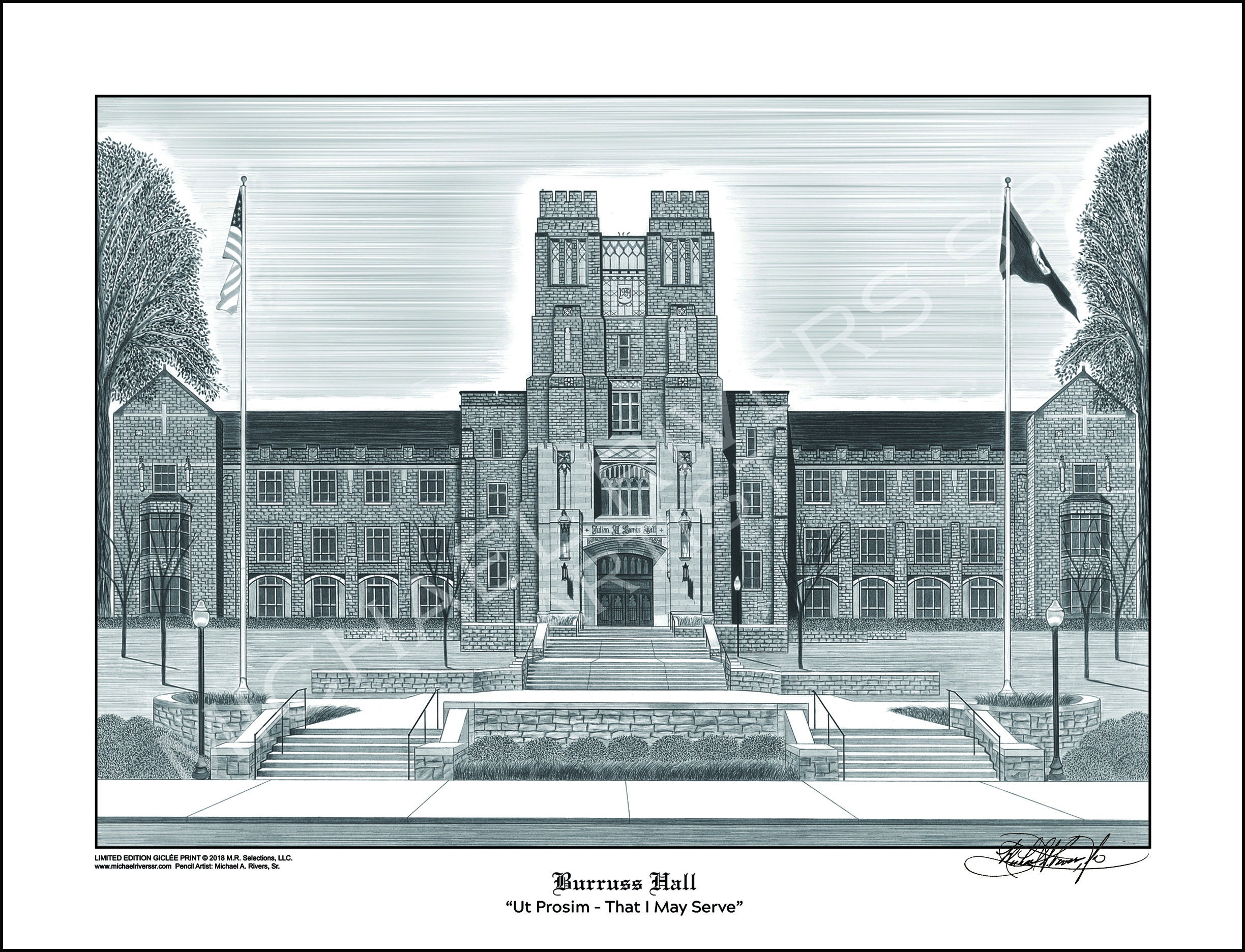 Virginia Tech Burruss Hall Giclée Print - Etsy