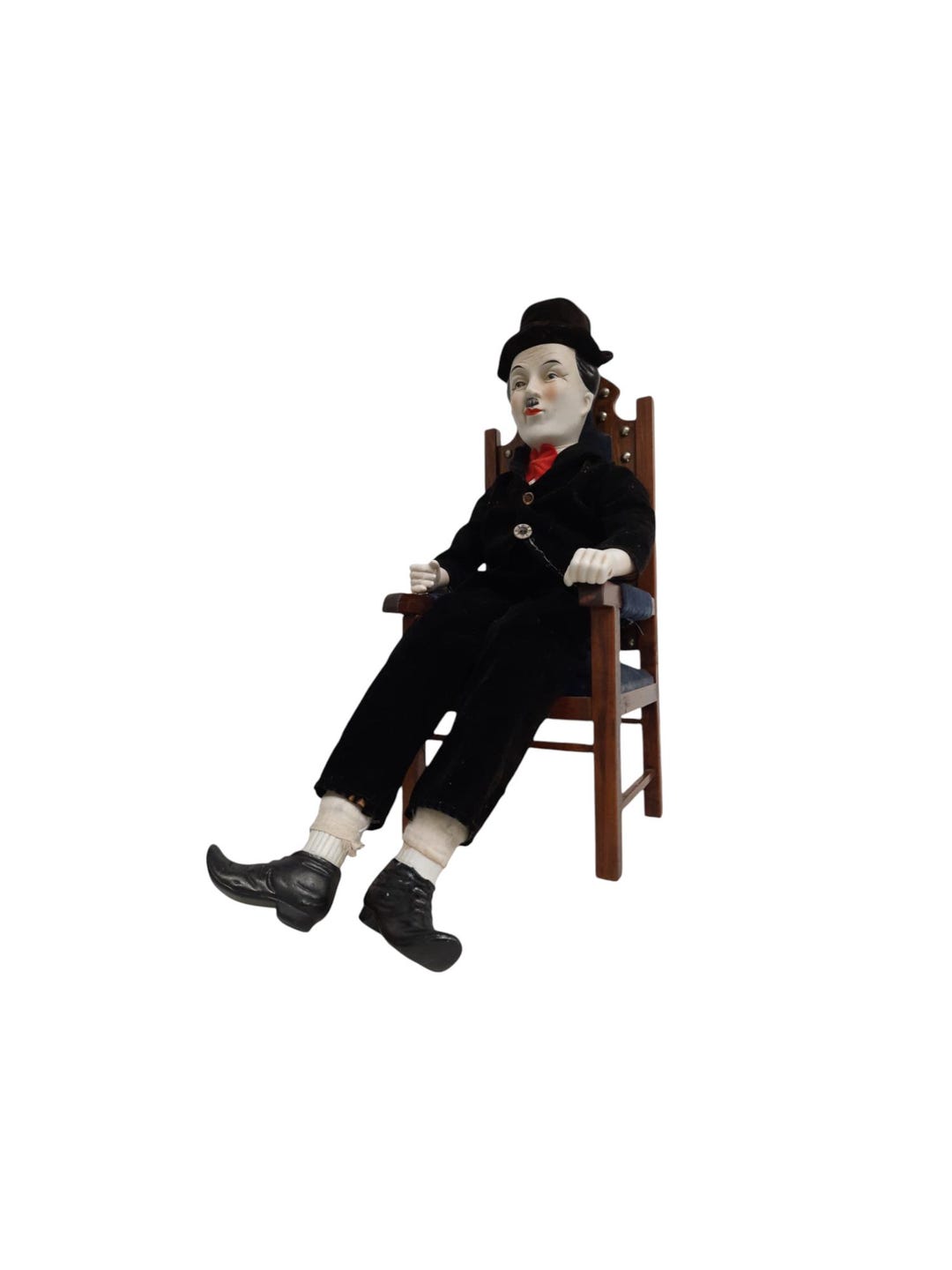 Vintage Charlie Chaplin Doll, Porcelain and Textile, Comic Figure ...