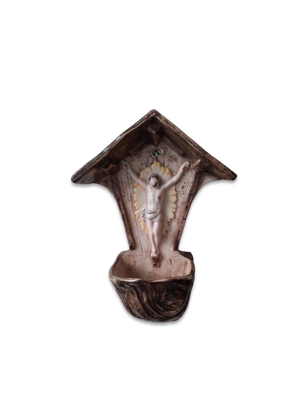 Vintage Holy Water Bowl, Religious Wall Decoration, Pottery, Vintage ...