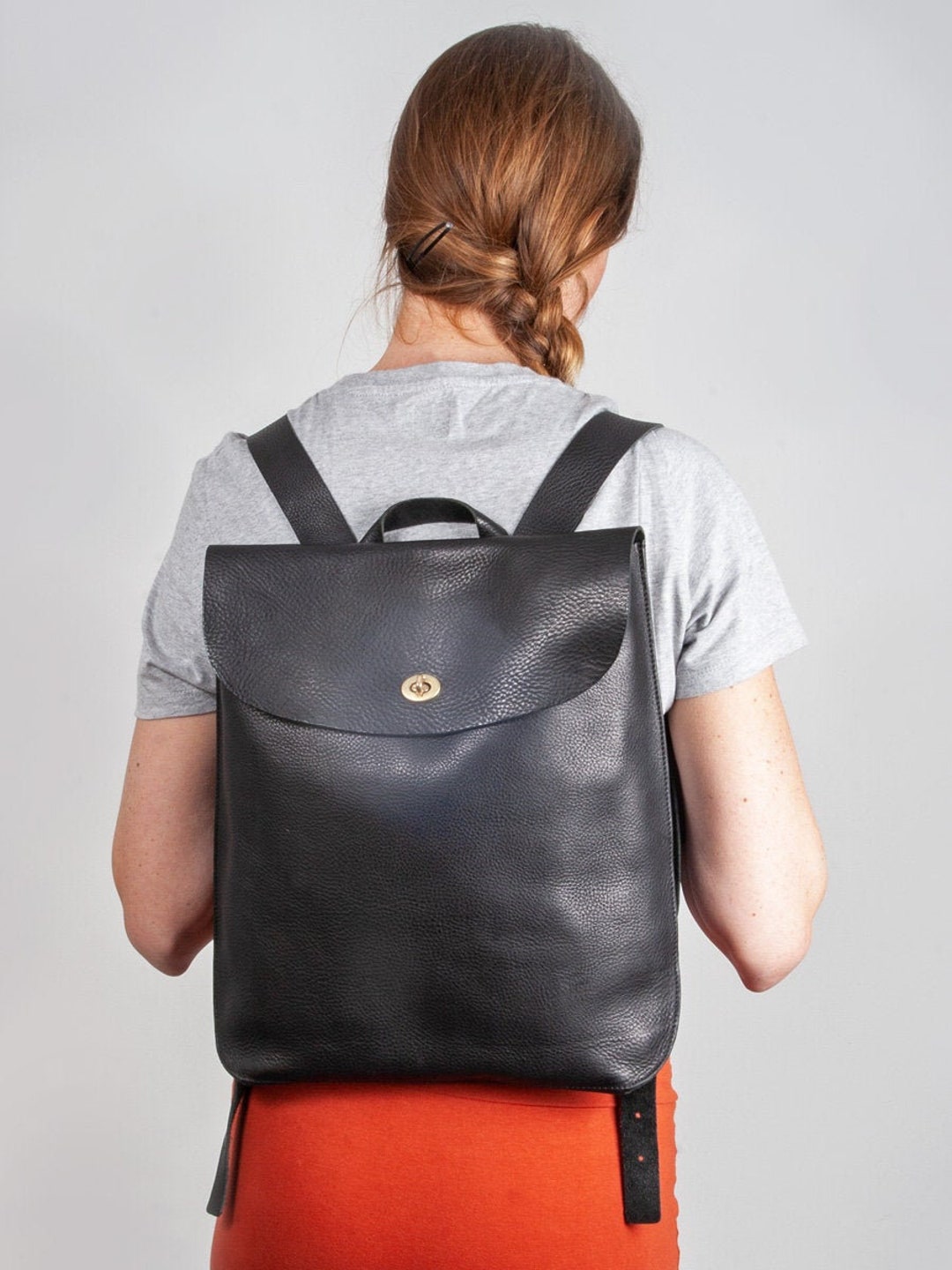 Black Leather Rucksack, Leather Bag, Leather Backpack, Gift for Her ...