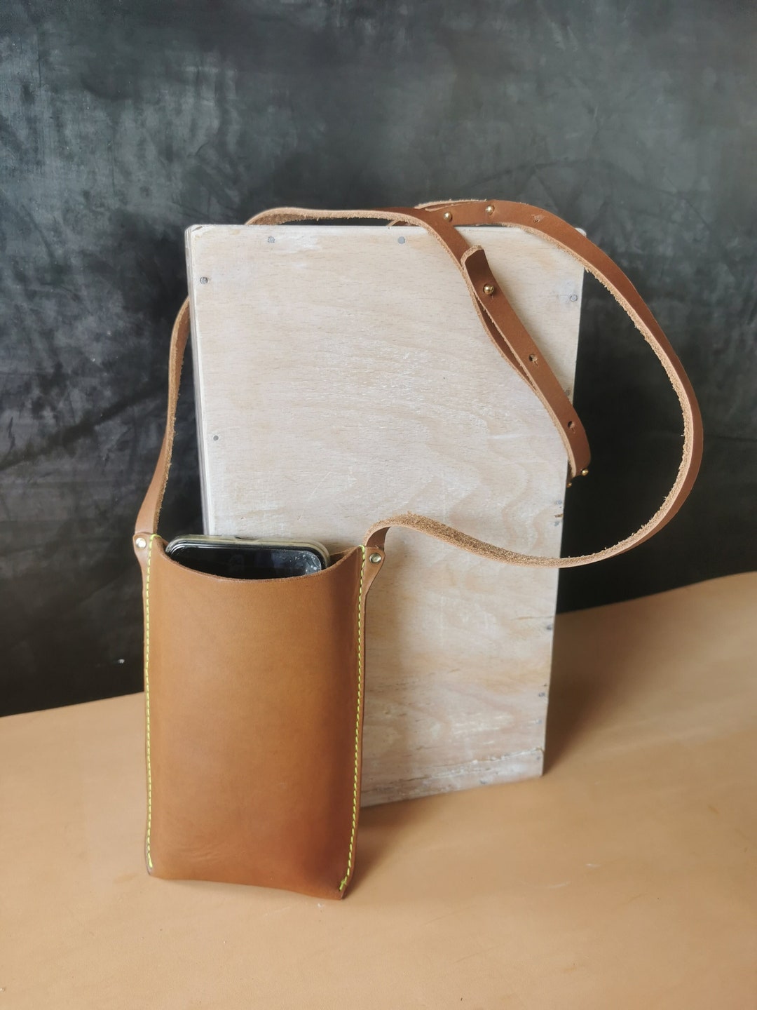 Tan, Phone Bag, Crossbody Phone Bag, Leather Phone Bag, Cell Phone Bag ...