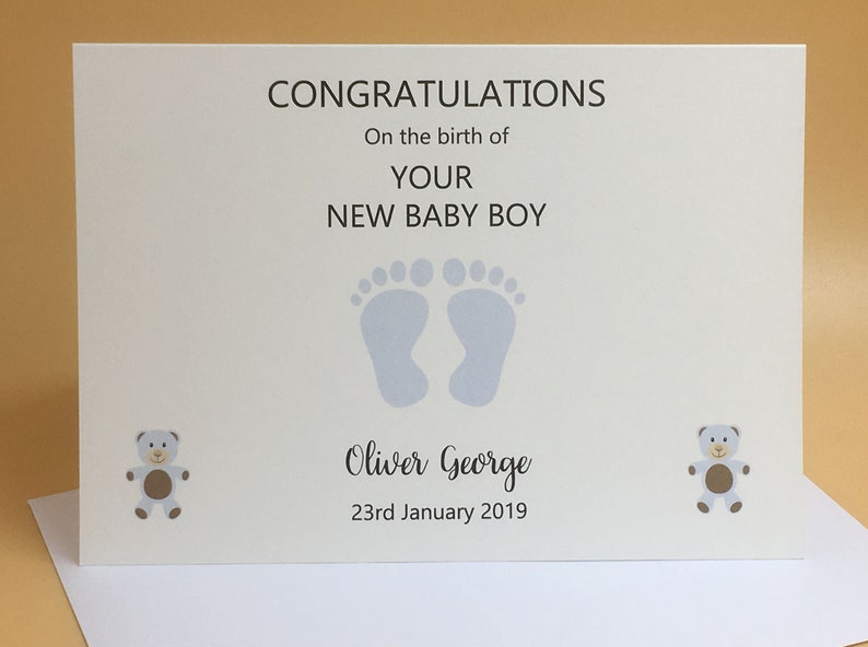 New Baby Boy Card, New Baby, New Baby Card, Baby Boy Card, Personalised ...