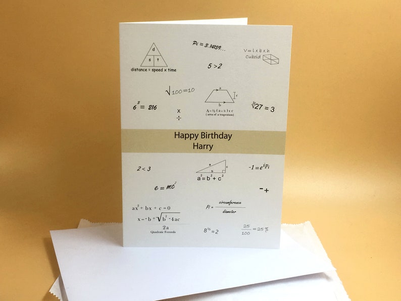 Math Birthday Card Personalised Math Geek Maths Birthday | Etsy