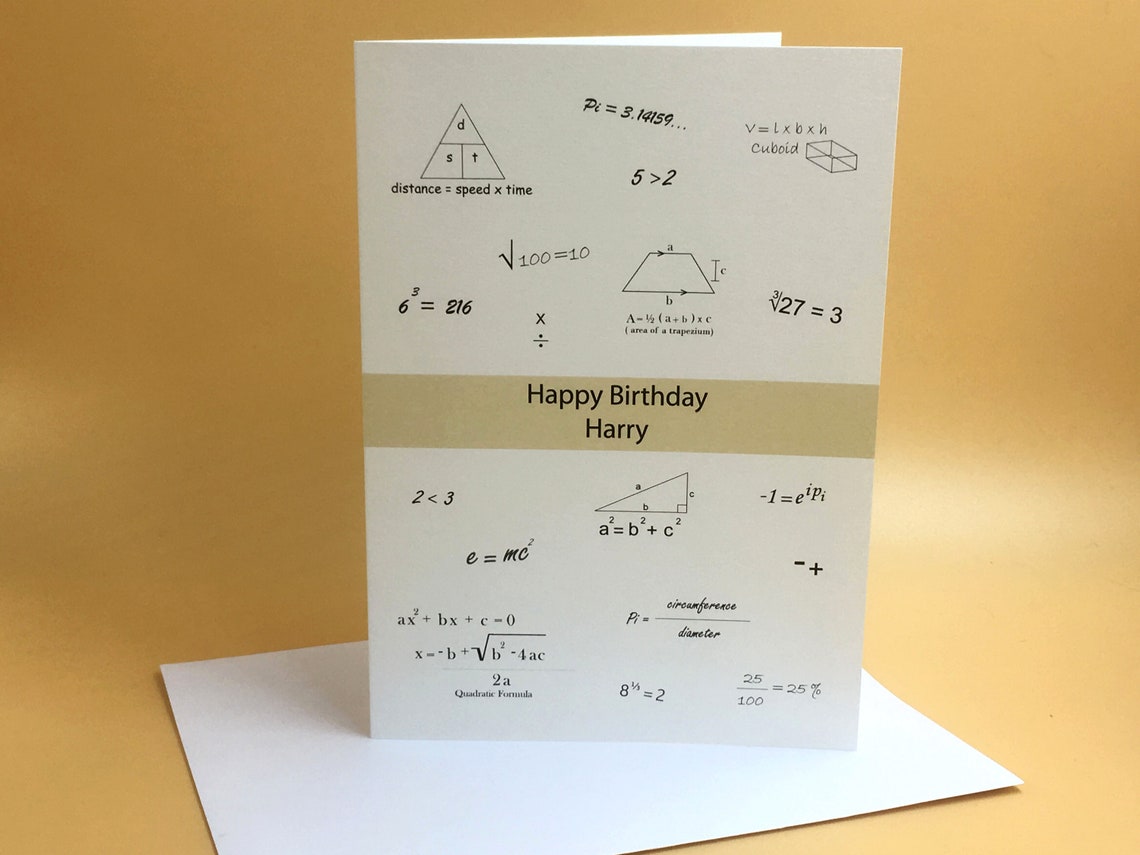 Math Birthday Card, Personalised, Math Geek, Maths Birthday Card, Maths ...