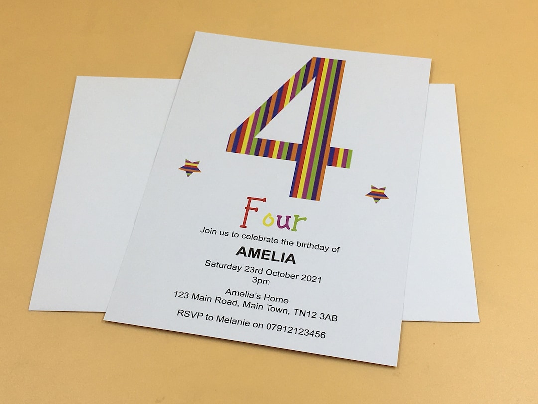 4th Birthday Invitation, Fourth Birthday Invitation, Fourth Party ...