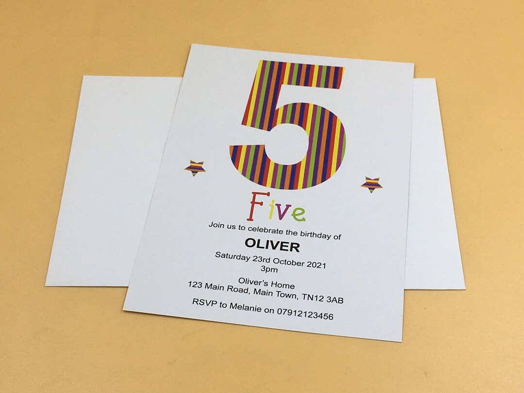 5th Birthday Invitation, Fifth Birthday Invitation, Fifth Party ...