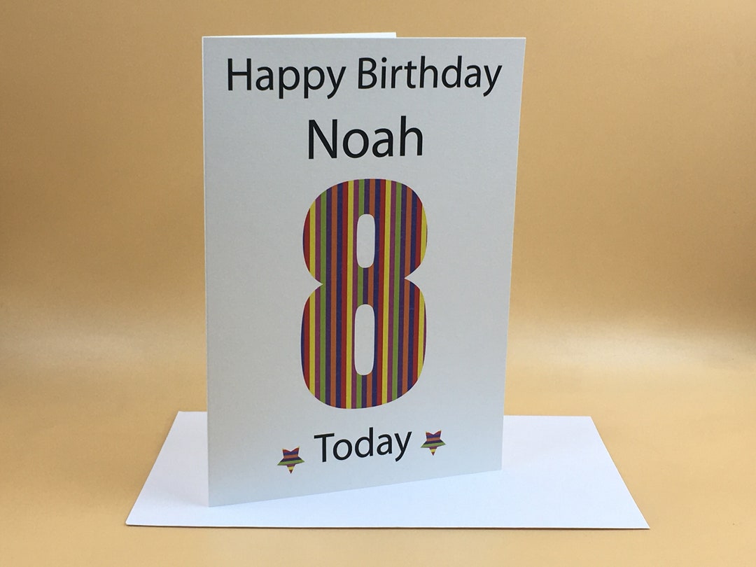8th Birthday Card, Personalised Card, Age 8 Card, Number Cards, Age ...