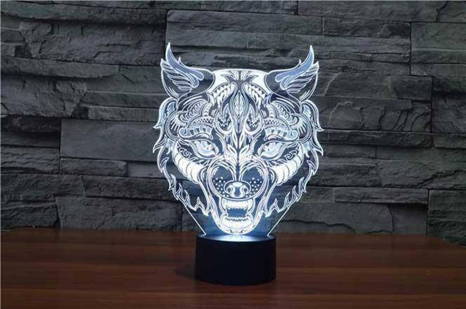 Personalized Wolf Head LED Lamp, Bluetooth Music, App Control - Etsy