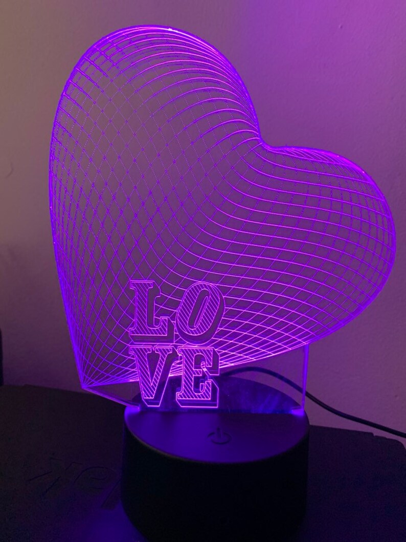 Personalized Heart LED Lamp, 3D Illusion Night Light, Bluetooth APP ...