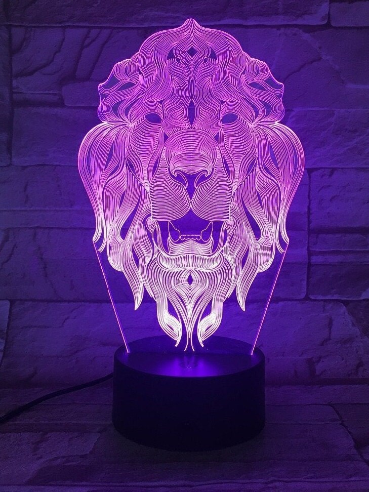 Lion Head 3D Illusion Smart APP Control 3D Illusion Night Light ...