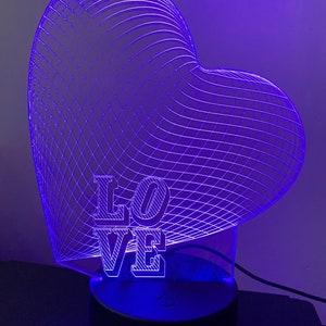 Big Heart Love Led Lamp,personalized 3D Illusion Smart APP Control 3D ...