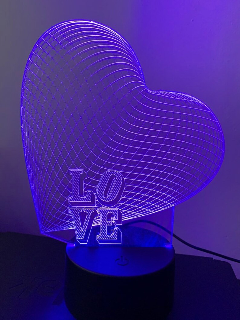 Personalized Heart LED Lamp, 3D Illusion Night Light, Bluetooth APP ...