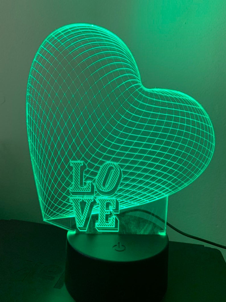 Personalized Heart LED Lamp, 3D Illusion Night Light, Bluetooth APP ...