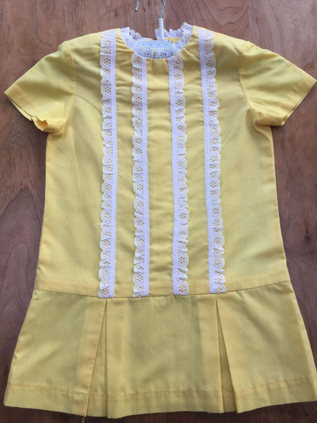 1960s Little Girls Drop-waist Dress in Daffodil Yellow With Lace Trim ...