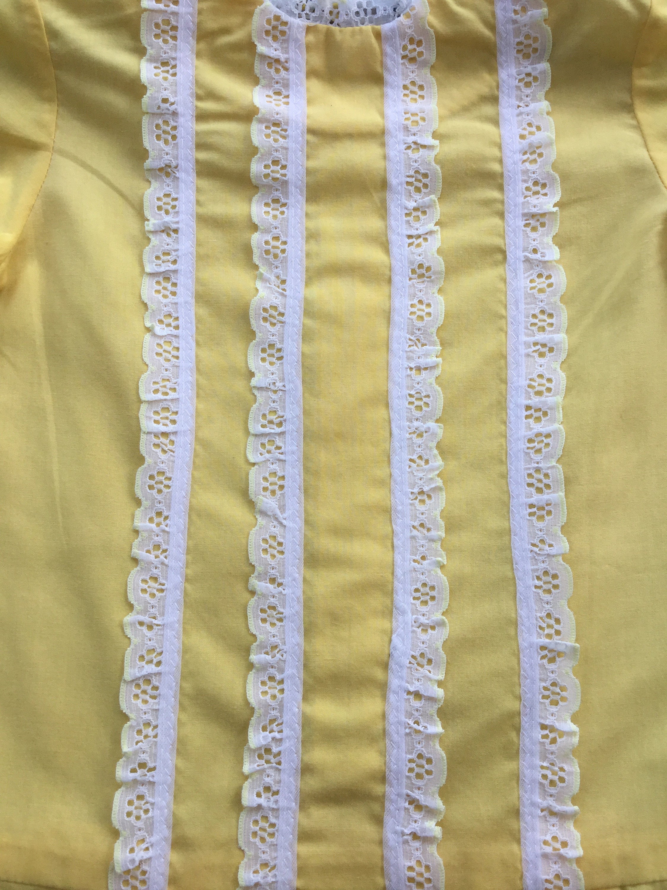 1960s Little Girls Drop-waist Dress in Daffodil Yellow With Lace Trim ...