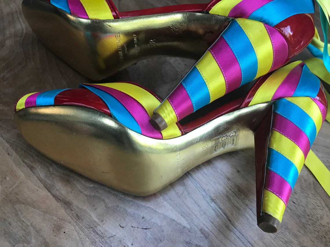 Incredible 1990s Sonia Rykiel Red Patent Stripy Carousel Shoes - Etsy