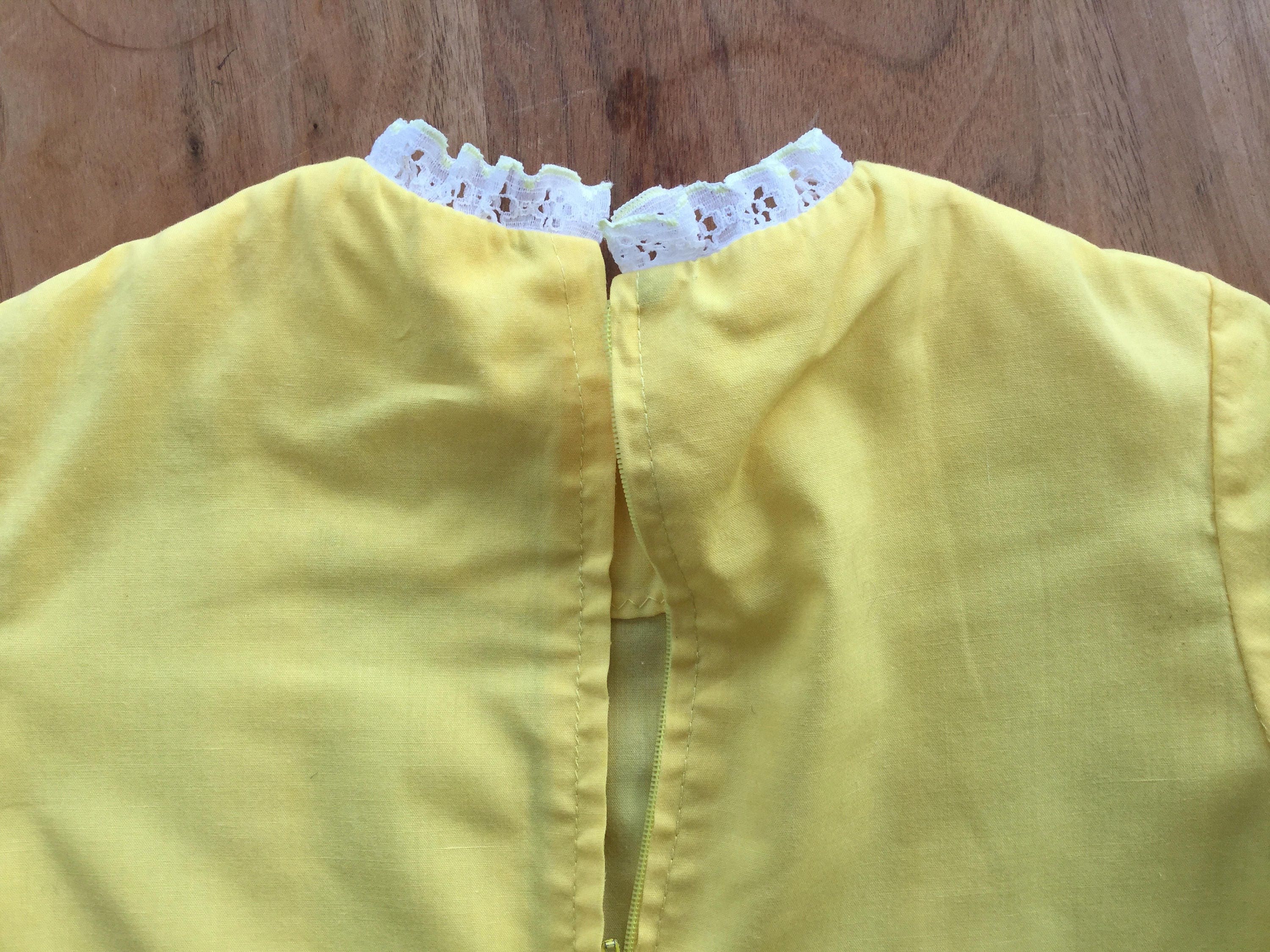 1960s Little Girls Drop-waist Dress in Daffodil Yellow With Lace Trim ...
