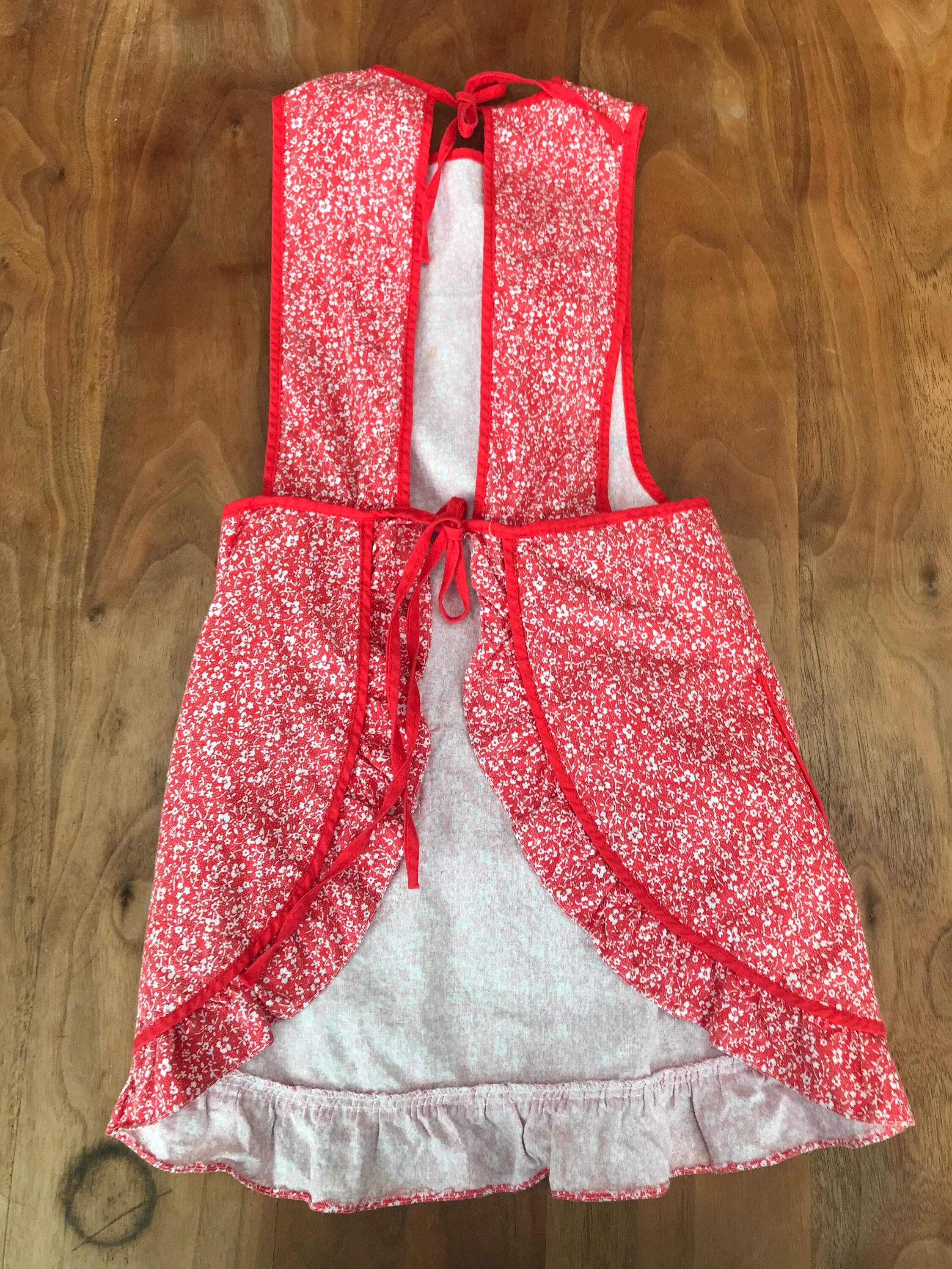 Original 50s Pretty Pinafore Apron, Vintage Girls 3 - 5 Years, Red W ...