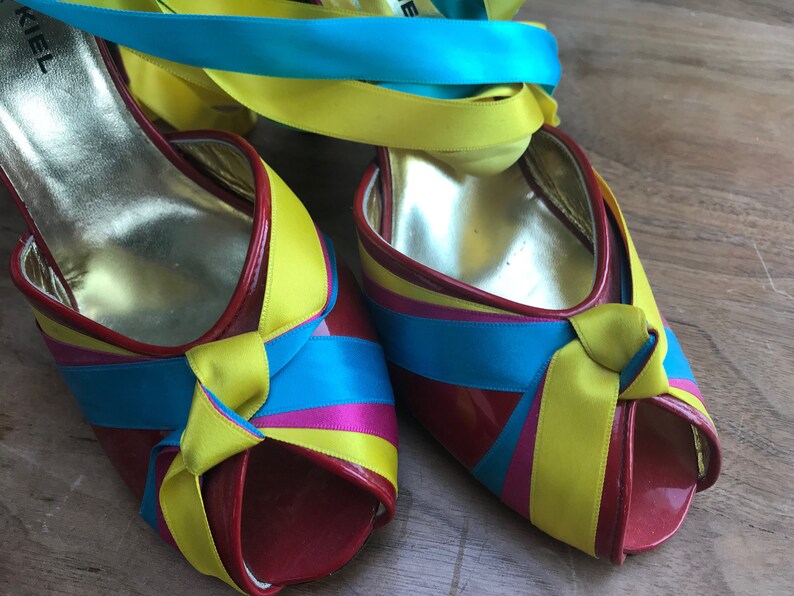 Incredible 1990s Sonia Rykiel Red Patent Stripy Carousel Shoes With ...