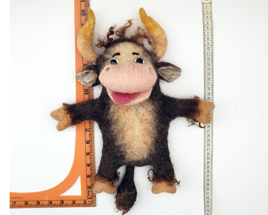 Marionette doll bull Handmade puppet bull Glove bull muppet | Etsy