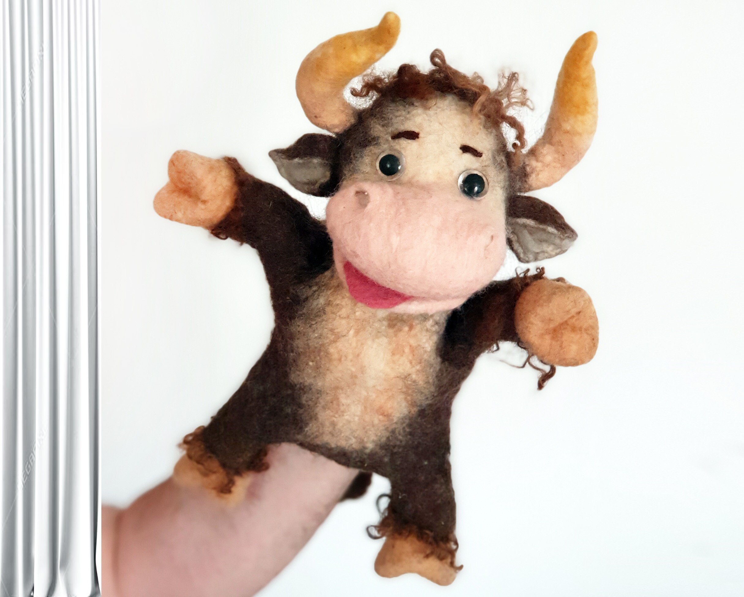 Marionette doll bull Handmade puppet bull Glove bull muppet | Etsy