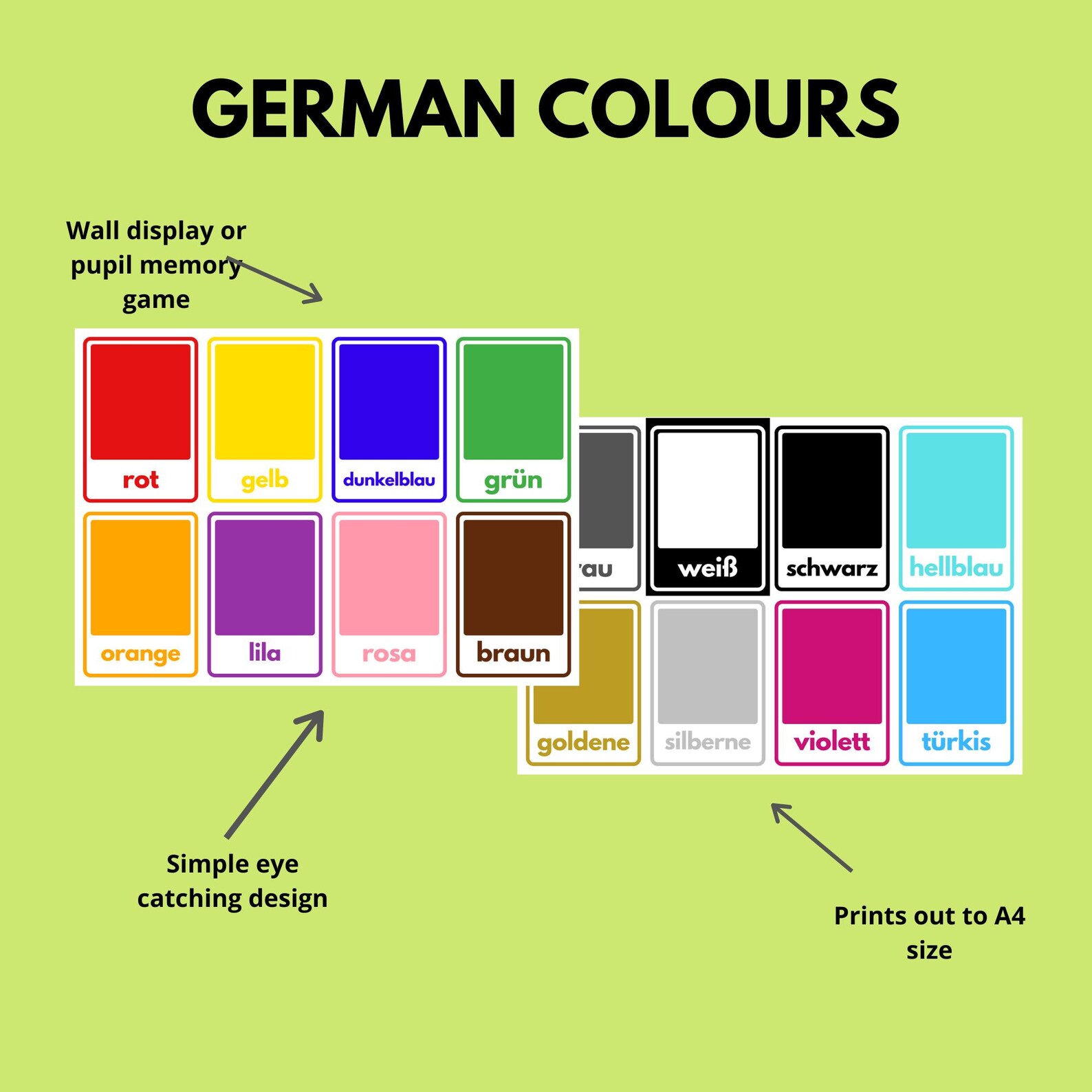 German Colour Mini Flashcards Classroom Teacher Printable - Etsy