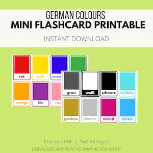 German Colour Mini Flashcards Classroom Teacher Printable - Etsy