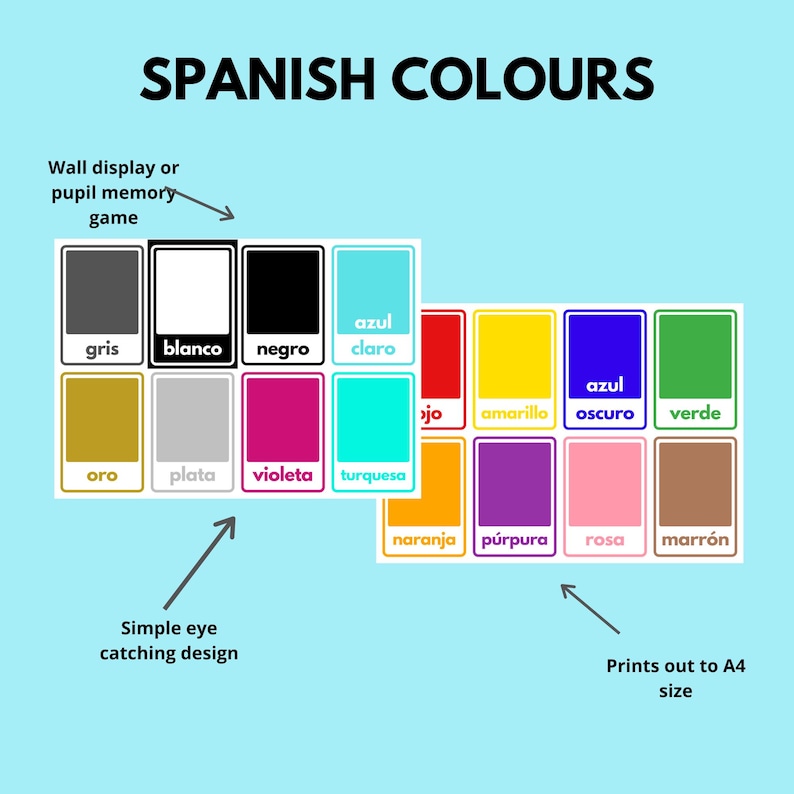 Spanish Colour Mini Flashcards Classroom Teacher Printable - Etsy